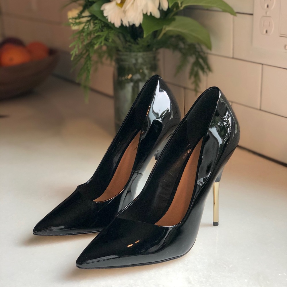 Black Patent Leather Stiletto - Gem